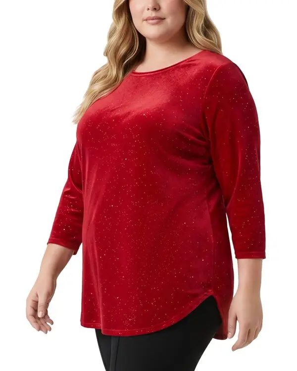Karen Kane Plus Velvet Sparkle Shirttail Top