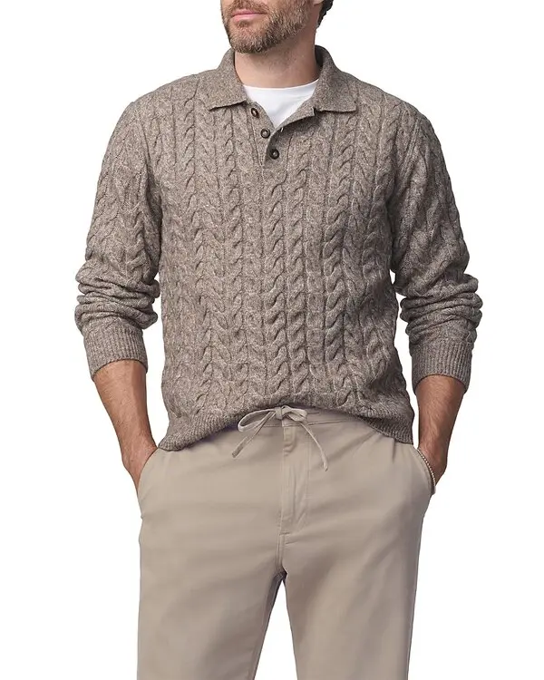 Joe's Jeans Cable Knit Long Sleeve Polo Sweater