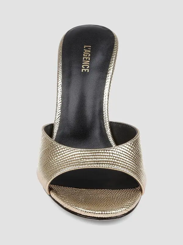 L'AGENCE Avery 100mm Embossed Metallic Leather Sandals