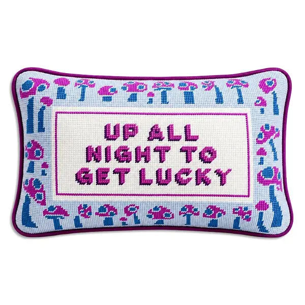 FURBISH Up All Night To Get Lucky Needlepoint Pillow