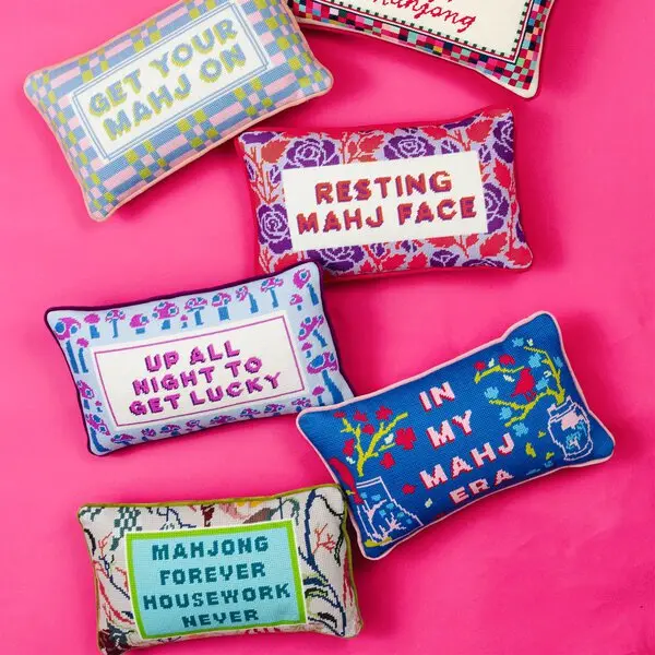FURBISH Up All Night To Get Lucky Needlepoint Pillow