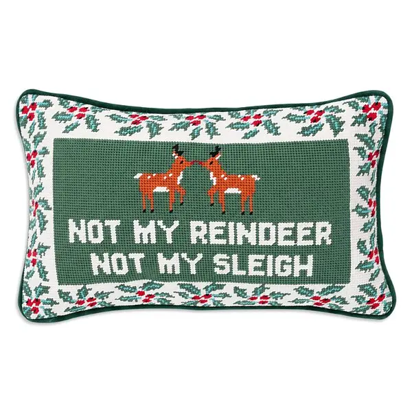 FURBISH Not My Reindeer Needlepoint Pillow