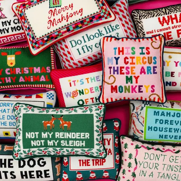 FURBISH Not My Reindeer Needlepoint Pillow