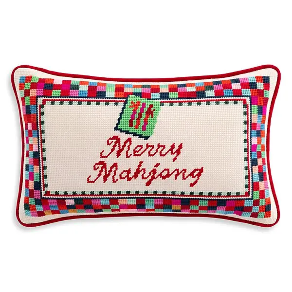 FURBISH Merry Mahjong Needlepoint Pillow