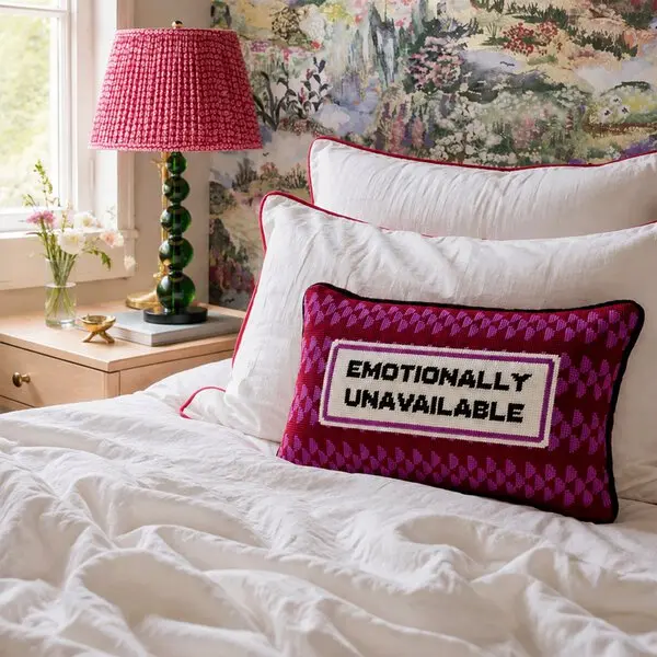 FURBISH Emotionally Unavailable Needlepoint Pillow
