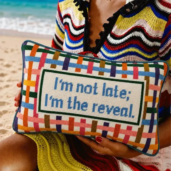 FURBISH I'm The Reveal Needlepoint Pillow