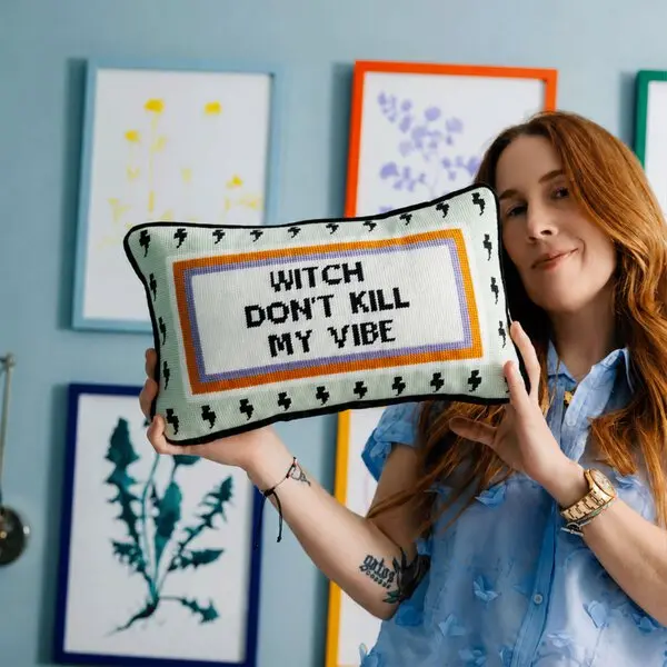 FURBISH Witch Don't Kill My Vibe Needlepoint Pillow