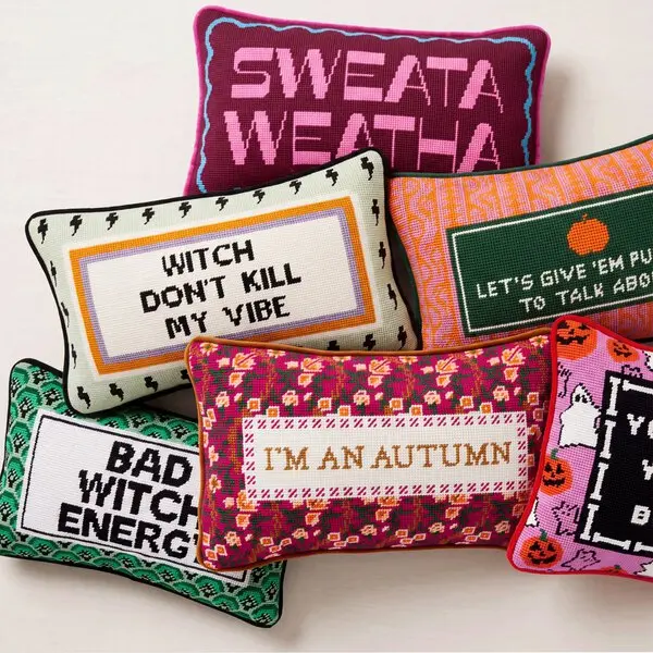 FURBISH Witch Don't Kill My Vibe Needlepoint Pillow