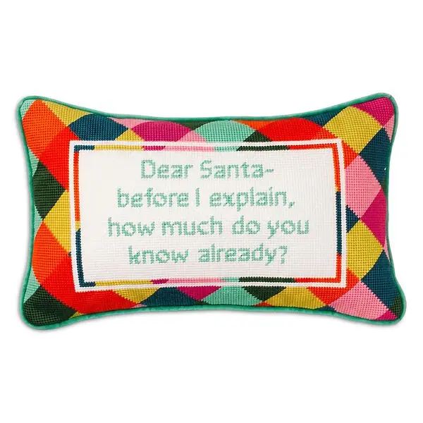FURBISH Dear Santa Needlepoint Pillow