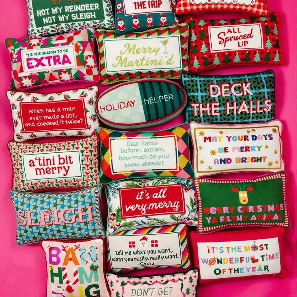 FURBISH Dear Santa Needlepoint Pillow