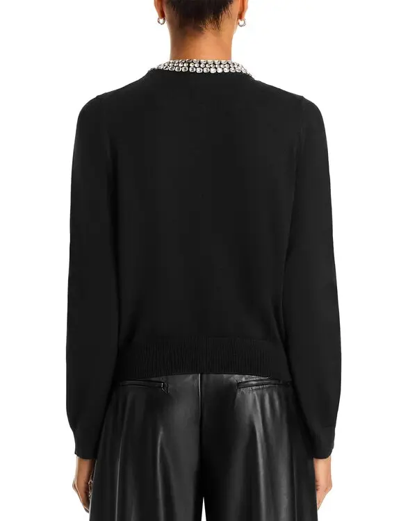 Aqua Crystal Trim Crewneck Cardigan Exclusive