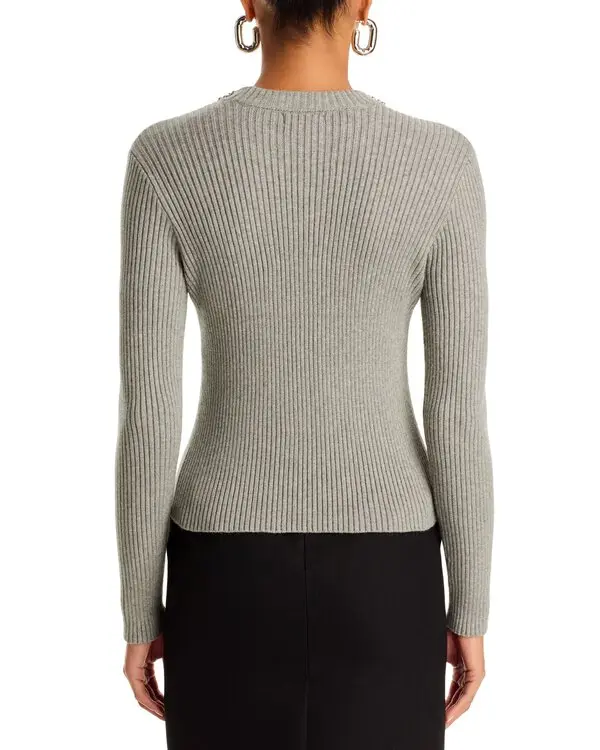 Aqua Crystal Embellished Crewneck Sweater