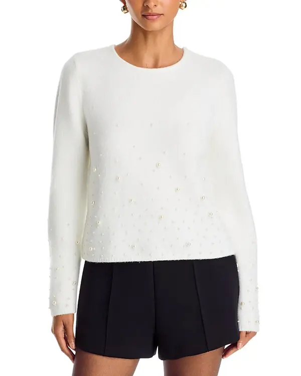 Aqua Embellished Crewneck Sweater Exclusive - Ivory