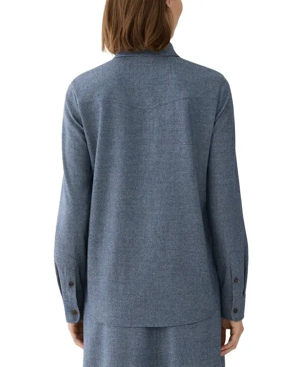 Lafayette 148 New York Western Wool & Cashmere Stretch Blouse