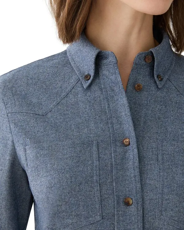 Lafayette 148 New York Western Wool & Cashmere Stretch Blouse