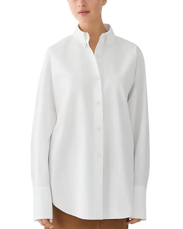 Lafayette 148 New York Oversized Rounded Sleeve Cotton Shirt