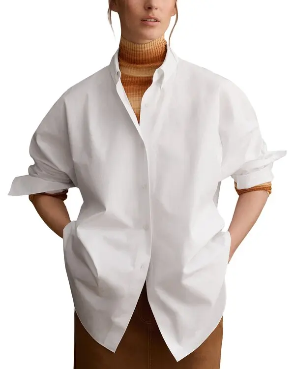 Lafayette 148 New York Oversized Rounded Sleeve Cotton Shirt