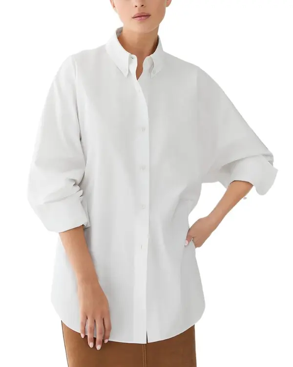 Lafayette 148 New York Oversized Rounded Sleeve Cotton Shirt
