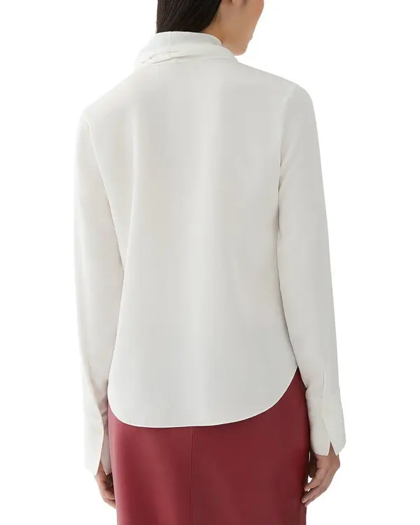 Lafayette 148 New York Cowl Neck Silk Stretch Scarf Blouse