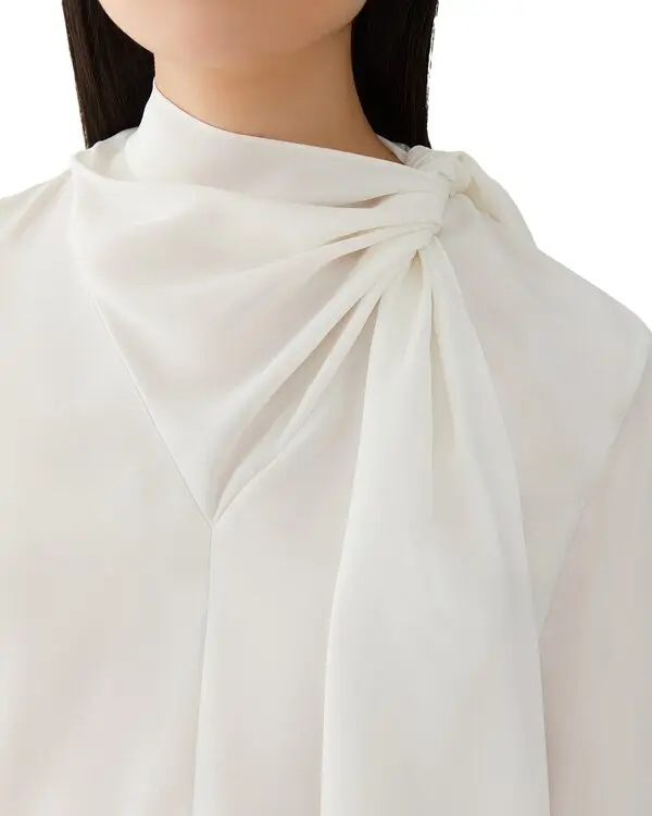 Lafayette 148 New York Cowl Neck Silk Stretch Scarf Blouse
