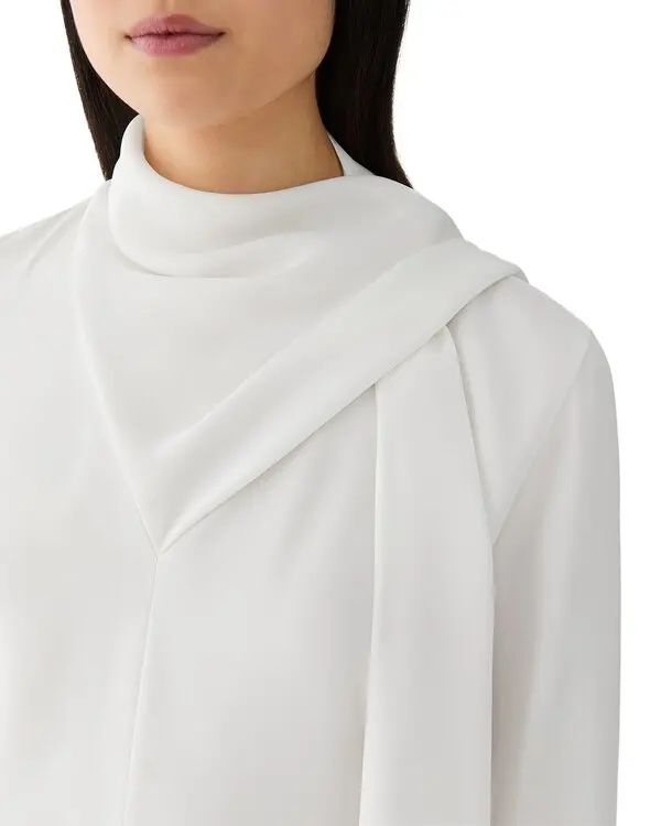 Lafayette 148 New York Cowl Neck Silk Stretch Scarf Blouse
