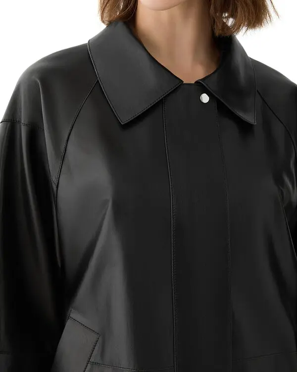 Lafayette 148 New York Leather Three Quarter Sleeve Oversized Jacket