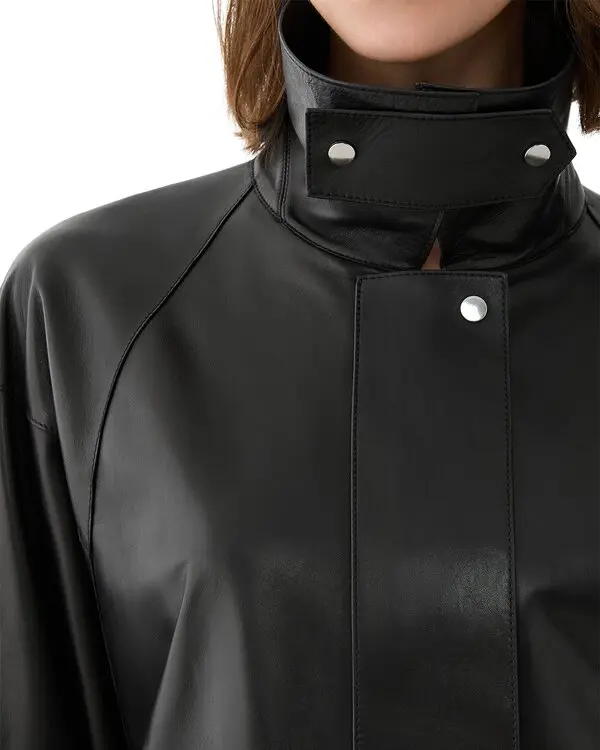 Lafayette 148 New York Leather Three Quarter Sleeve Oversized Jacket