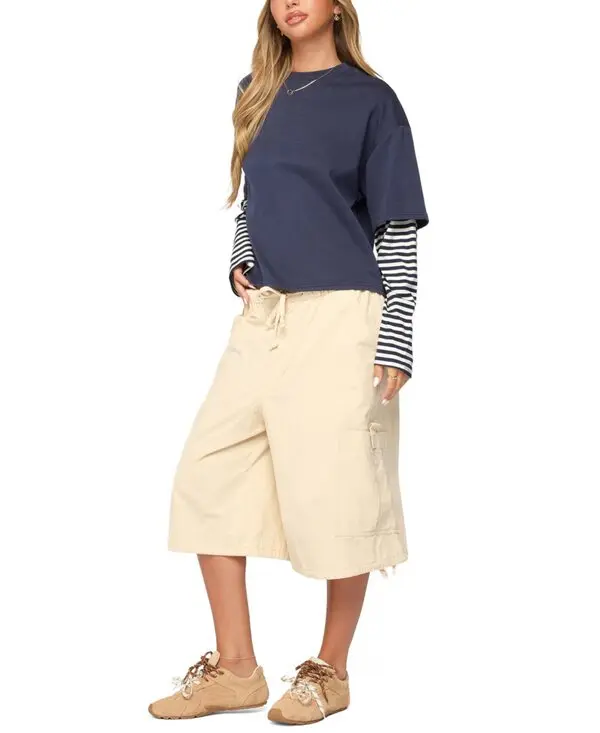 EDIKTED Nacie Layered Stripey Long Sleeve T Shirt