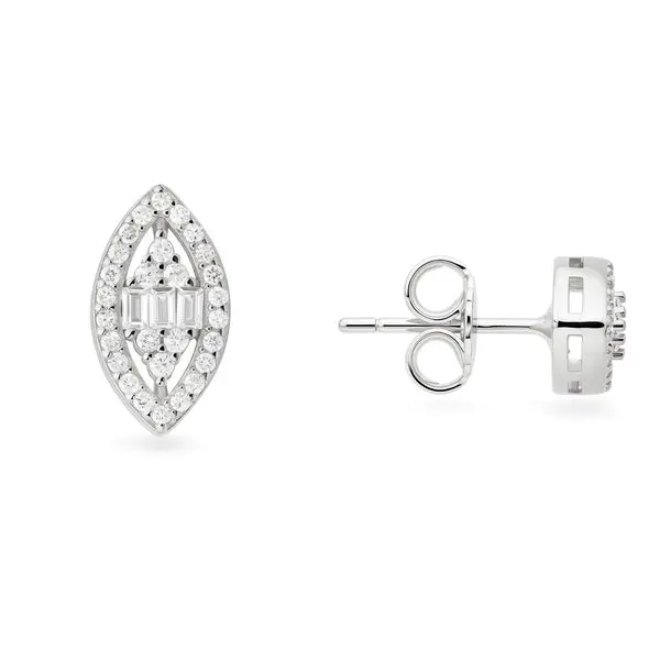 KYLIE HARPER Multi-cut Marquise Halo Stud Earrings In Sterling