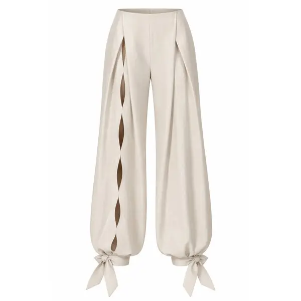 SILENT LOOK CONCEPT Neutrals Cut Out Fluid Trousers - Beige