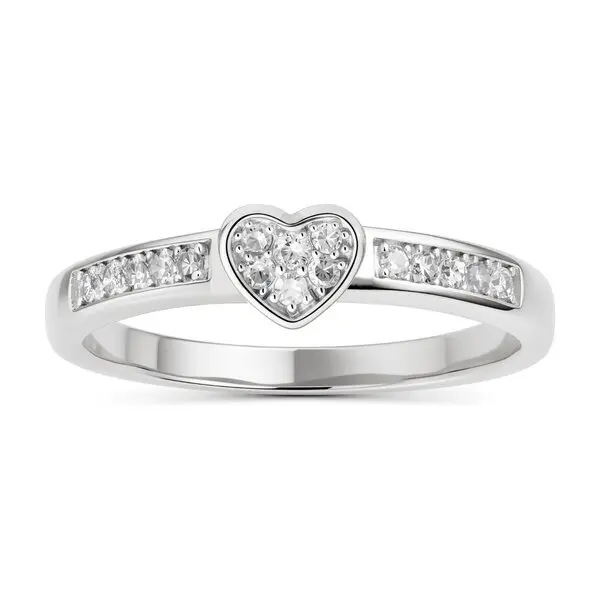 KYLIE HARPER Petite Diamond Heart Ring In Sterling 1/6 Tdw