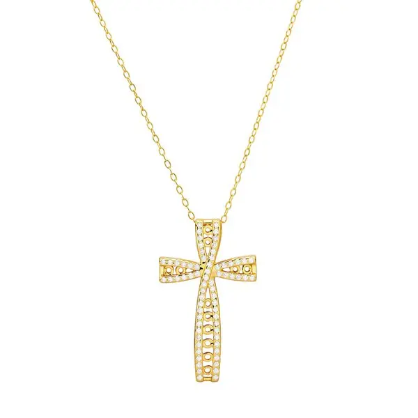 KYLIE HARPER Art Deco Diamond Cz Cross Pendant
