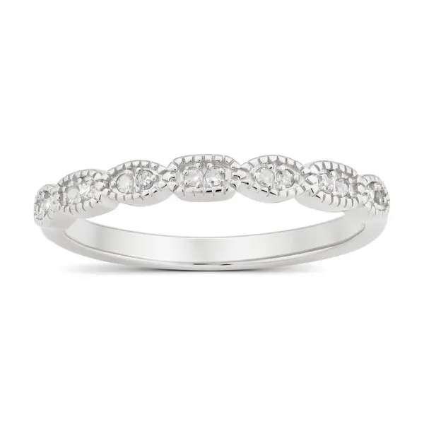 KYLIE HARPER Vintage Milgrain-finish Diamond Band Ring In Sterling