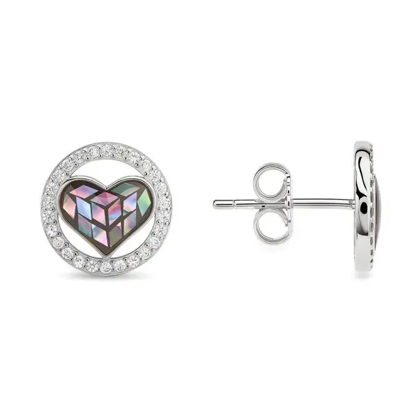 KYLIE HARPER Mosaic Abalone Mother Of Pearl Heart Earrings In Sterling - Silver