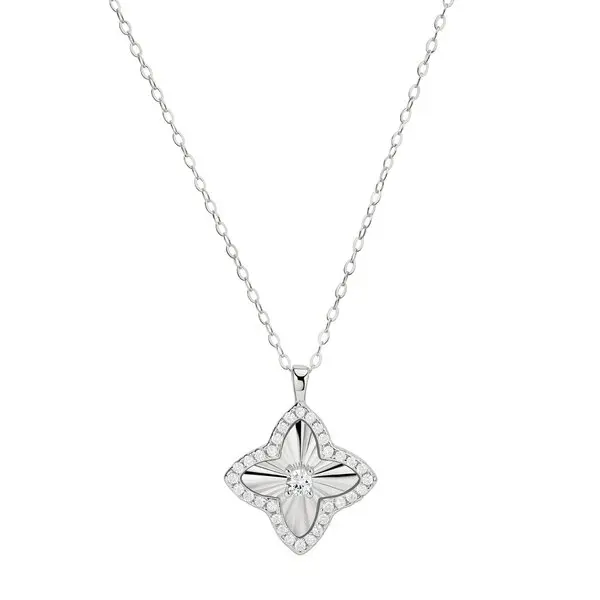 KYLIE HARPER Fluted Clover Pendant Necklace In Sterling
