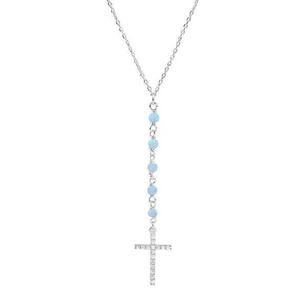 KYLIE HARPER Opal Cross Y Necklace In Sterling