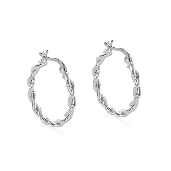 Côté Caché Sterling Large Braided Hoop Earrings - Silver