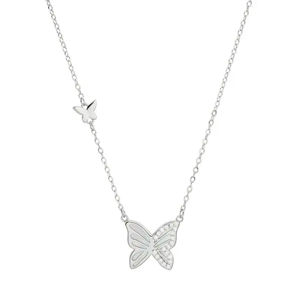 KYLIE HARPER Mother Of Pearl Butterfly Station Adjustable Necklace In Sterling - Silver