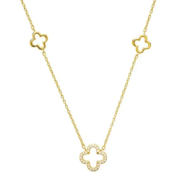 KYLIE HARPER Diamond Cz Clover Station Necklace