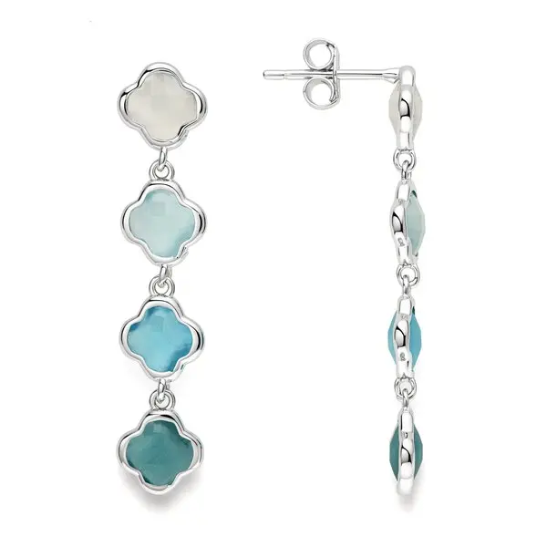 KYLIE HARPER Ombre Clover Drop Earrings In Sterling Silver