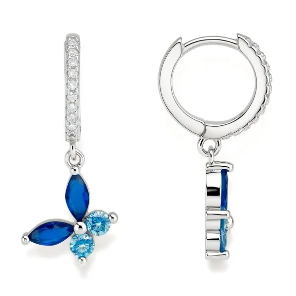 KYLIE HARPER Dangling Ombre Butterfly Hoop Earrings In Sterling Silver - Blue