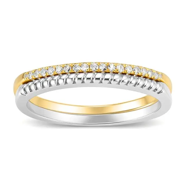 KYLIE HARPER Diamond Two-tone Stackable Ring Set In Sterling 1/10 Tdw