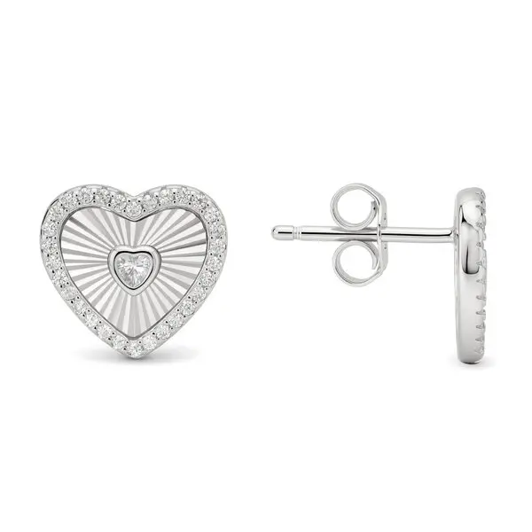 KYLIE HARPER Fluted Heart Halo Stud Earrings In Sterling