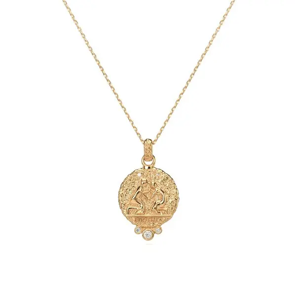 AARIA LONDON Gemini Zodiac Necklace With Diamonds - Silver
