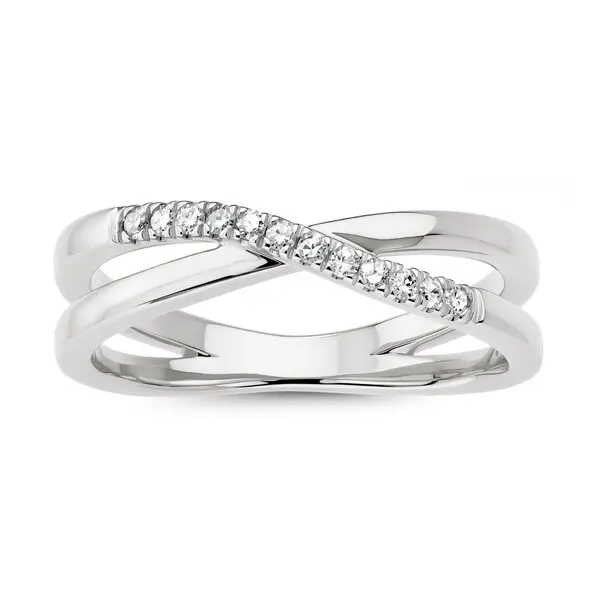 KYLIE HARPER Petite Diamond Crossover 'x' Ring In Sterling 1/8 Tdw