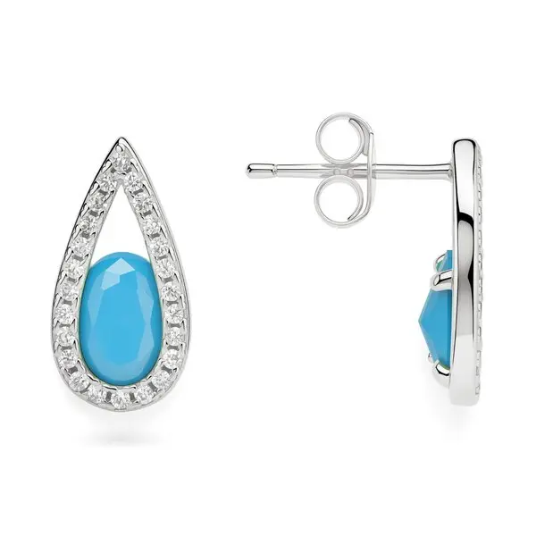 KYLIE HARPER Turquoise Tear Drop Stud Earrings In Sterling