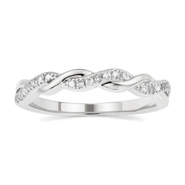 KYLIE HARPER Swirling Diamond Band Ring In Sterling 1/10 Tdw