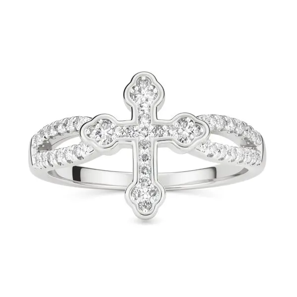 KYLIE HARPER Vintage Diamond Cross Ring In Sterling 1/4 Tdw