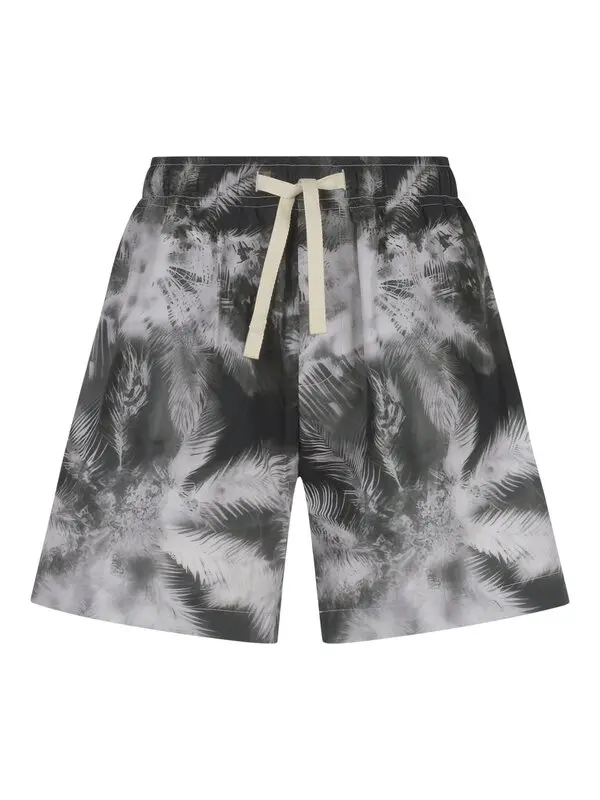 Palm Angels Black Blueprint Palms Shorts - Multicolor