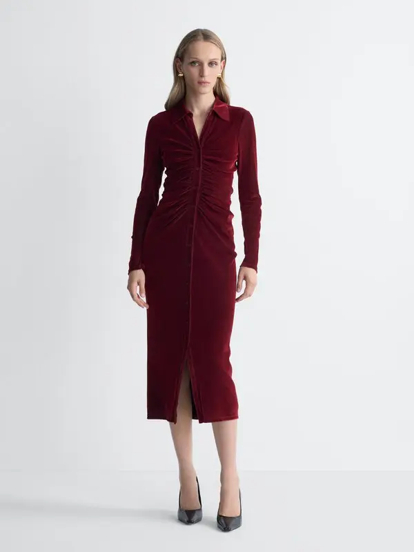 Diane Von Furstenberg Sheska Velvet Dress - Brick